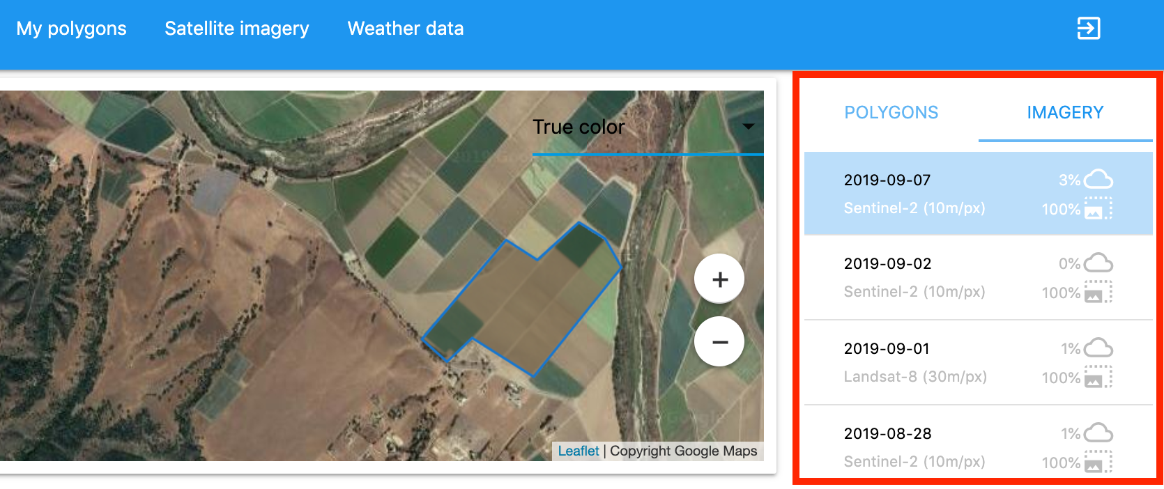 Agriculture API Dashboard: Satellite imagery for polygon. NVDI and EVI ...